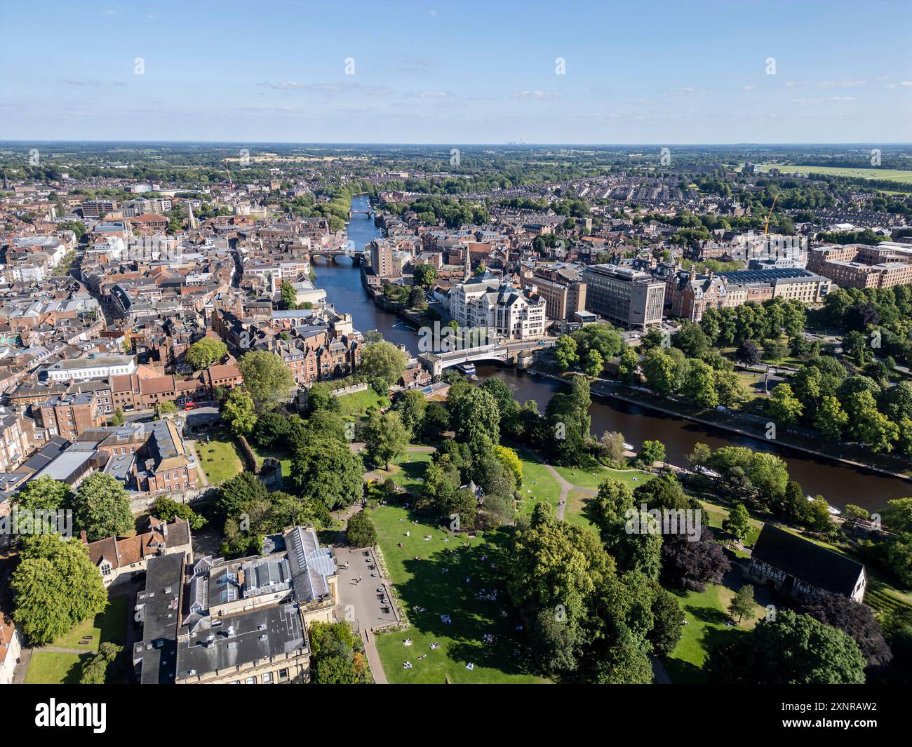 Aerial view of city of York and Lendal bridge, North Yorkshire, England ...