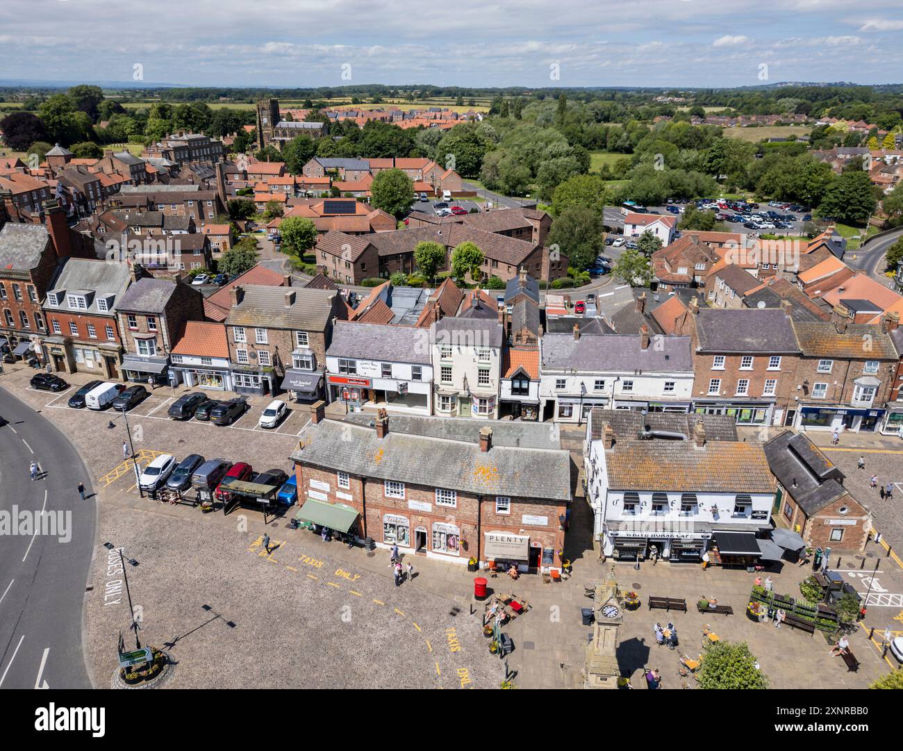 Aerial view of Thirsk town square showing White Horse cafe, North ...