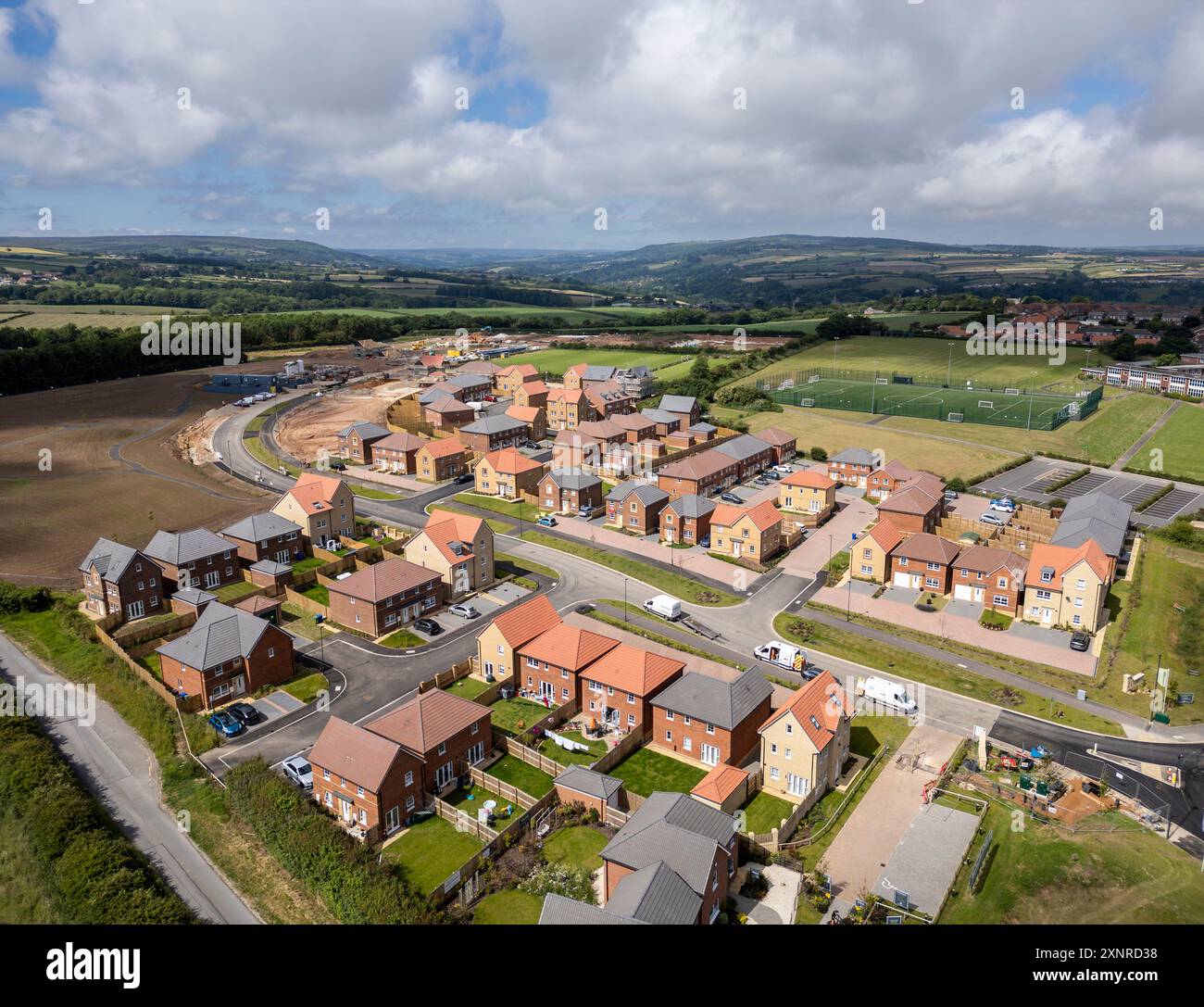 Aerial view of New build housing estate, Whiby, North Yorkshire ...
