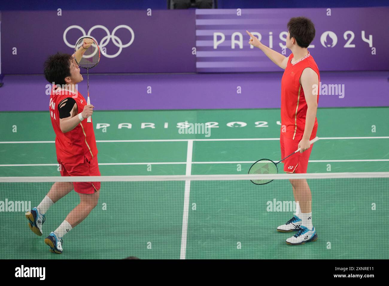 China's Liu Shengshu, right, and Tan Ning celebrate after winning the ...