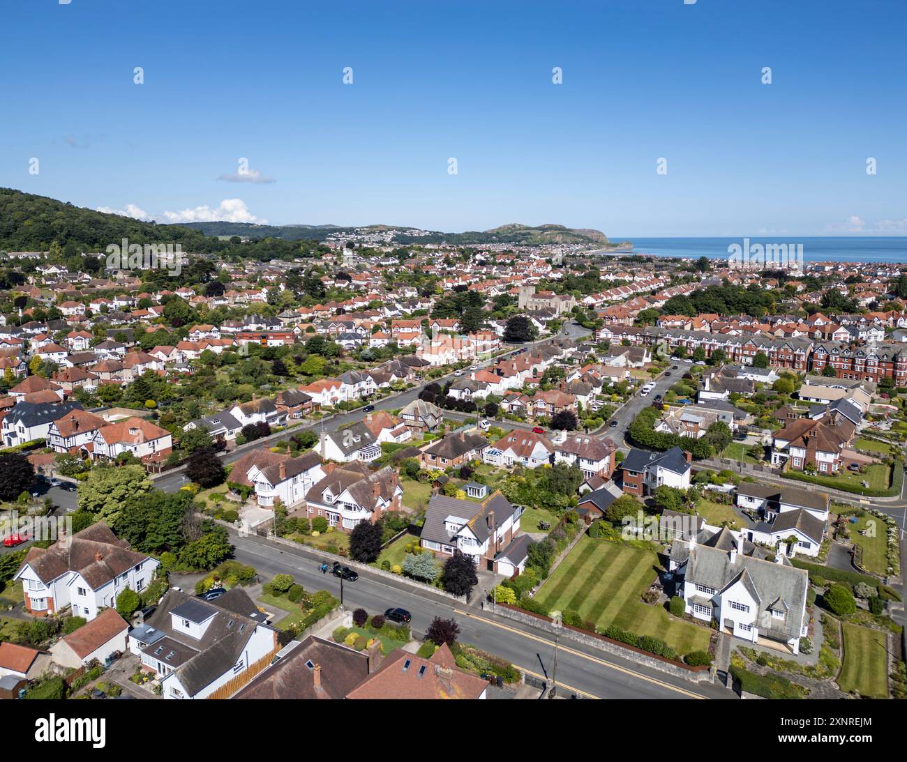 Rhos on Sea housing, North Wales seaside resort, Great Britain, aerial ...