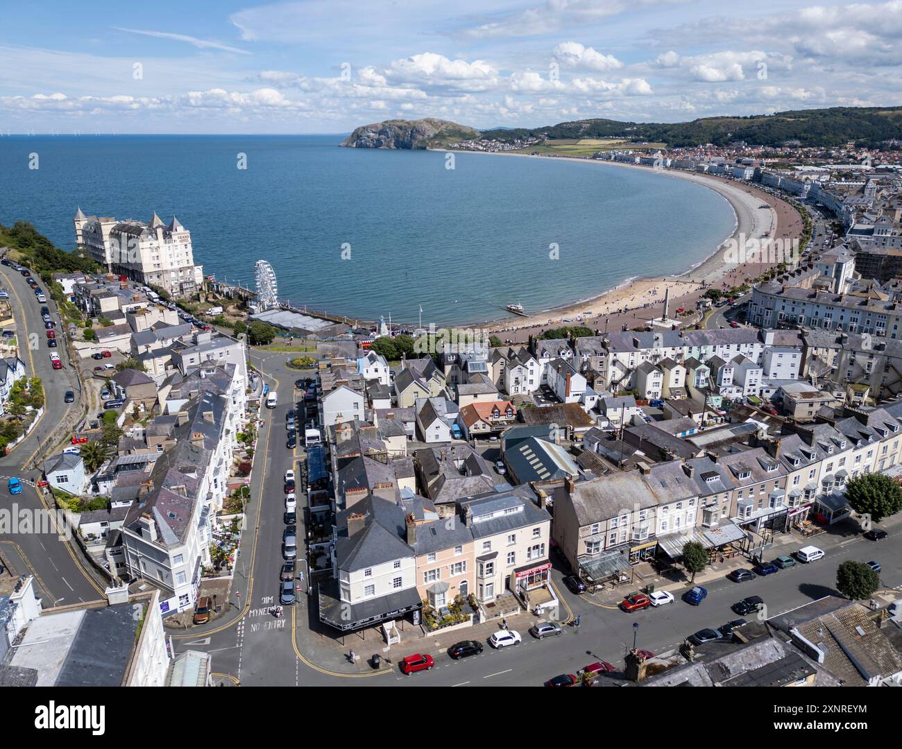 Llandudno Bay and seafront aerial view, North Wales, United Kingdom ...