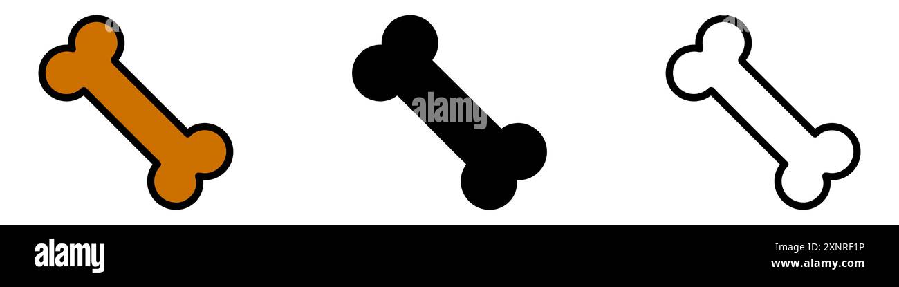 Dog bone icons set. Black outline icon of bone. Dog bone symbol Stock ...