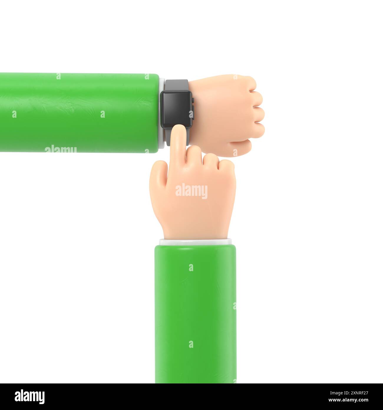 Cartoon Gesture Icon Mockup.Looking time. Human in a suit watching time ...