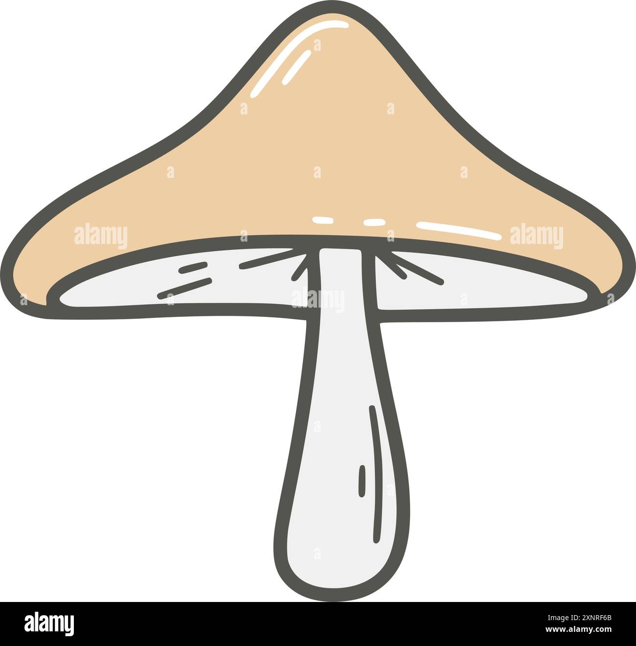 Agaric mushroom with large cap clip art. Forest single edible or ...