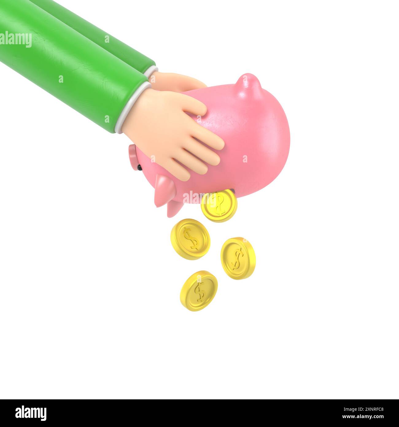Cartoon Gesture Icon Mockup.Human in hands shaking piggy bank. Fall ...