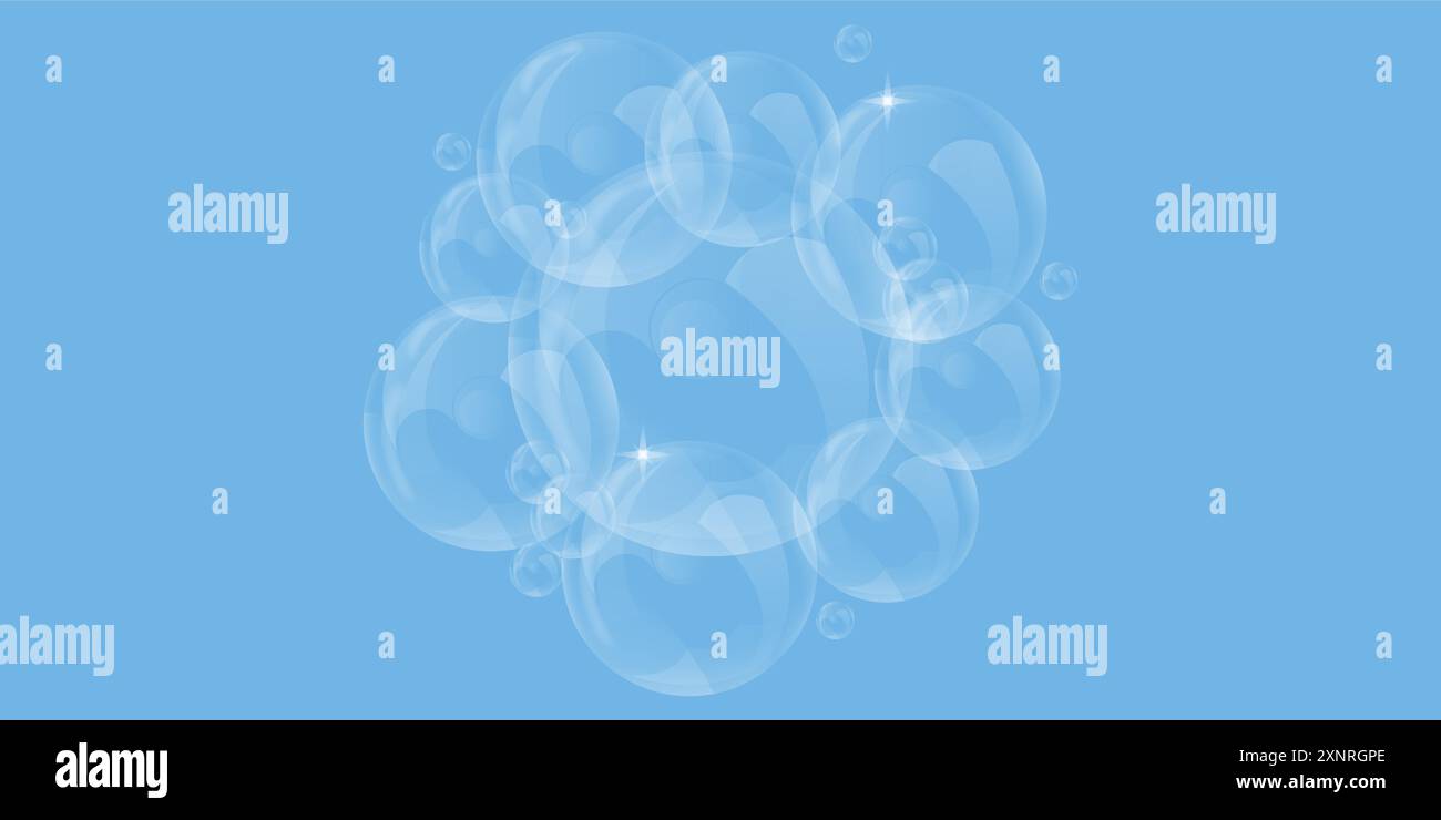 Vector soap bubble. Realistic soap bubble, glare. Foam bubbles. Powder ...