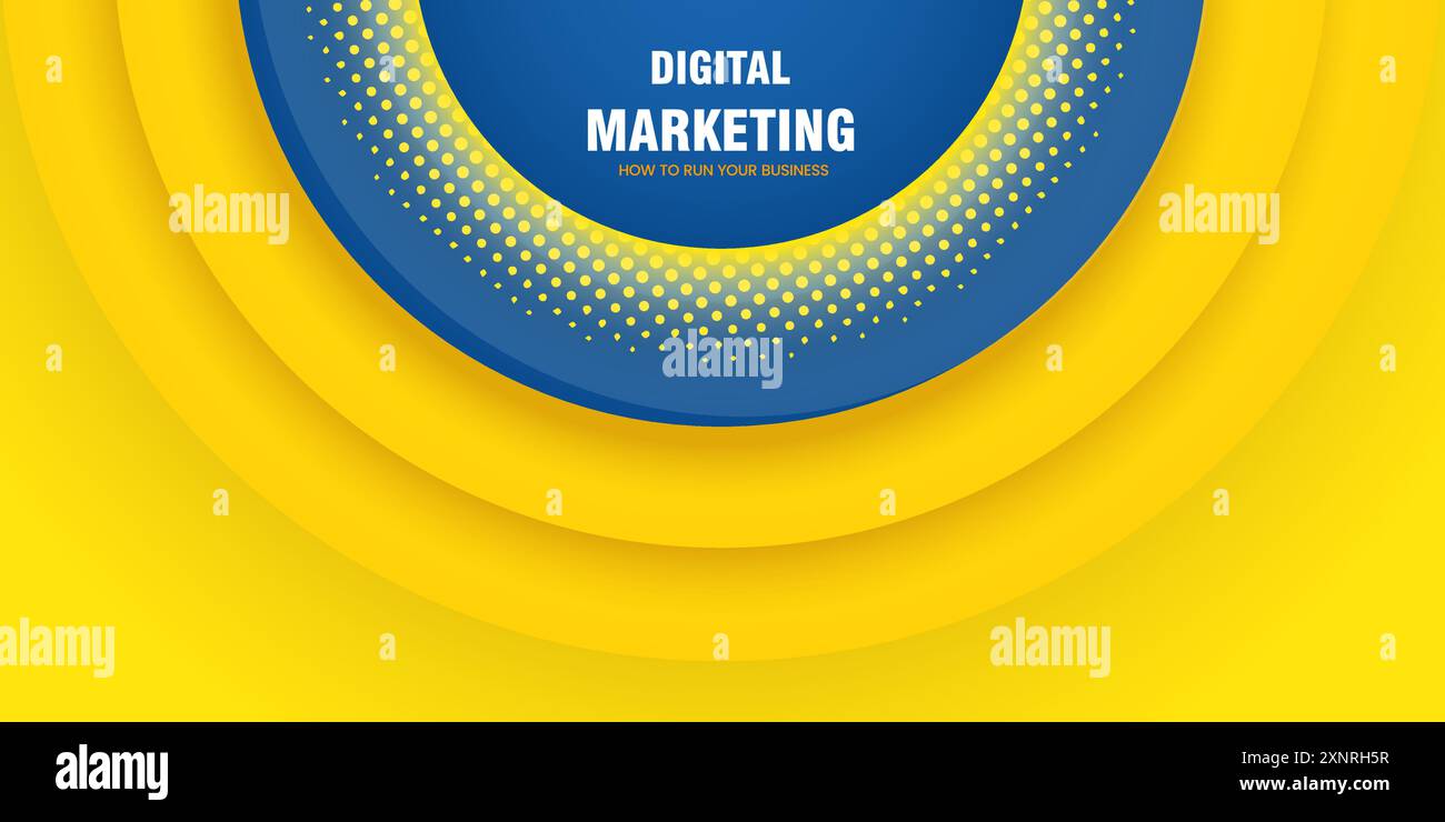 A bright yellow, blue poster design stands out with its vibrant colors ...