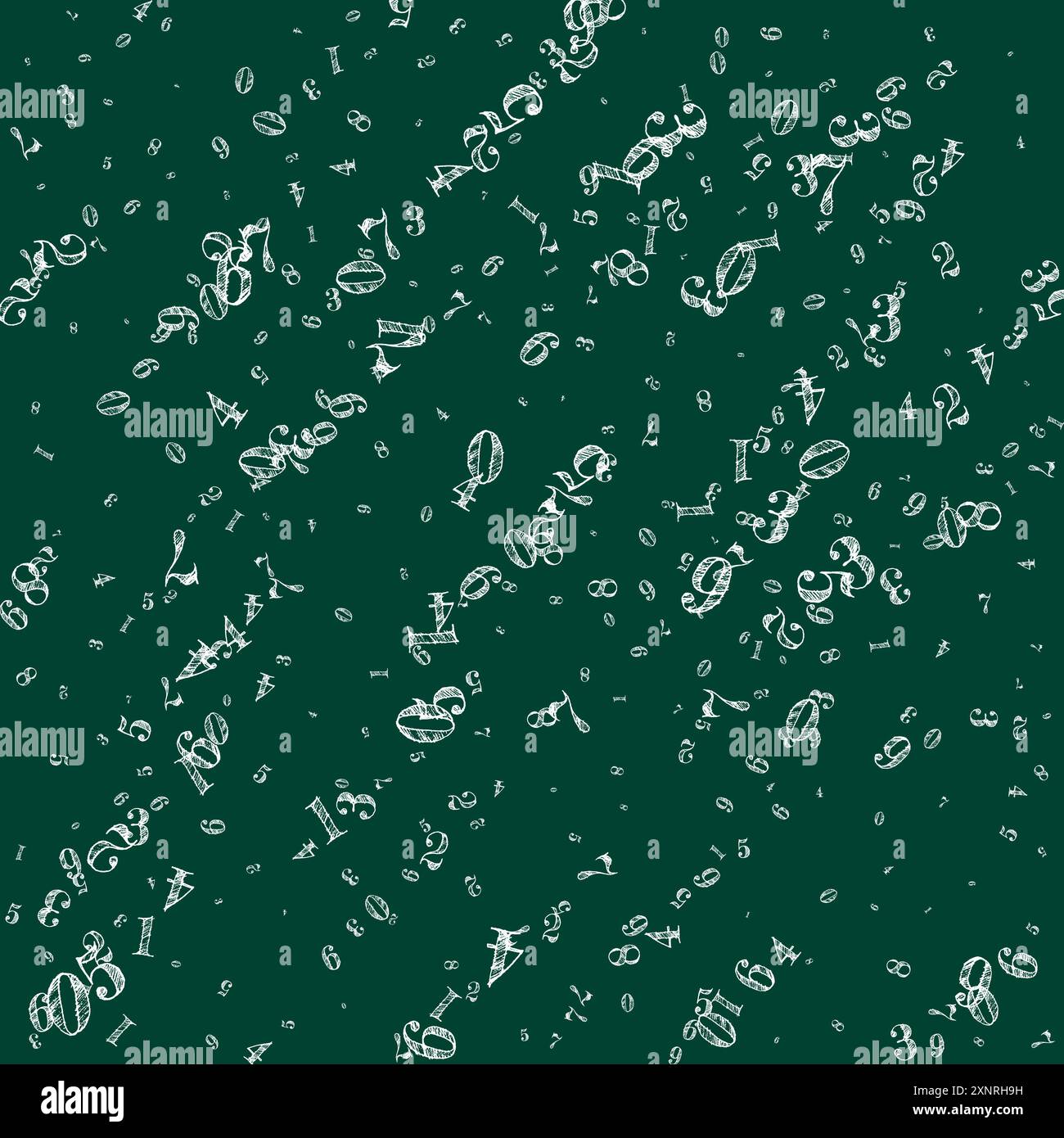 Concept of school background. White chalk numbers and digits falling ...