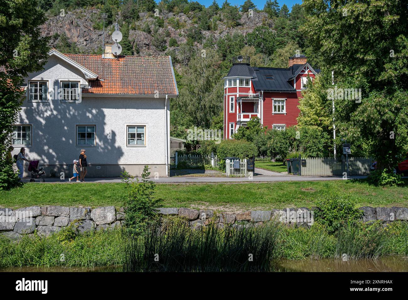 Idyllic small town Söderköping during summer. Söderköping is a historic ...