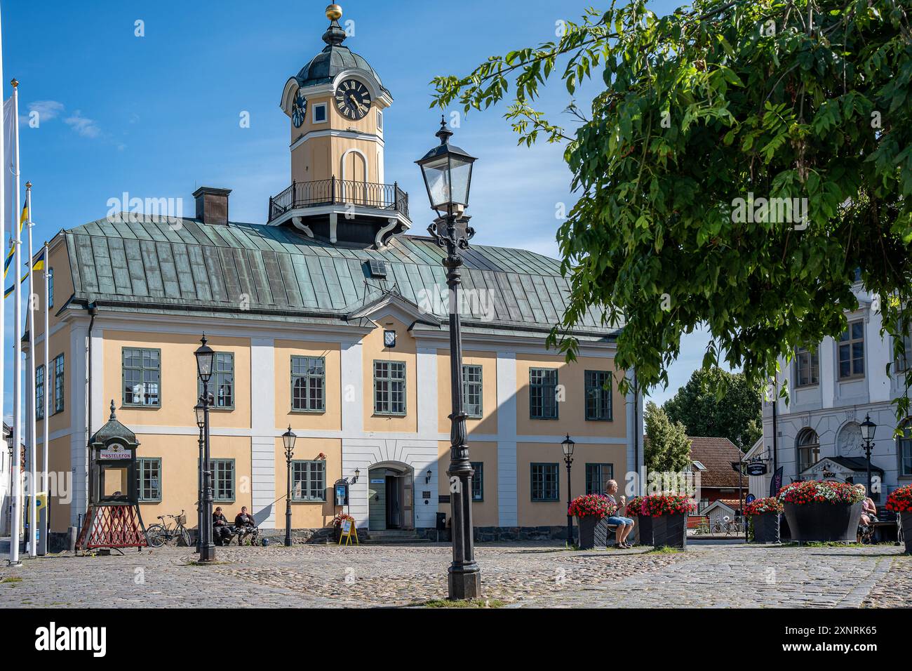 The Town Hall from 1776 in idyllic small town Söderköping during summer ...