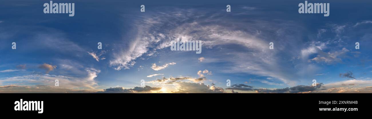 360 hdri sky before sunset with beautiful awesome clouds. Seamless ...