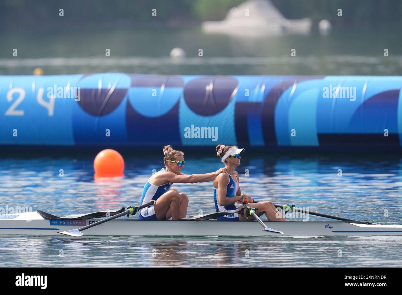 France's Claire Bove and Laura Tarantola after finishing first in the ...