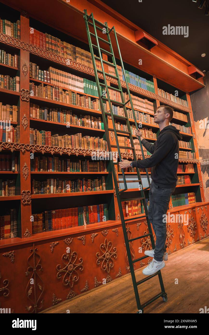 Vintage library ladder hi-res stock photography and images - Alamy