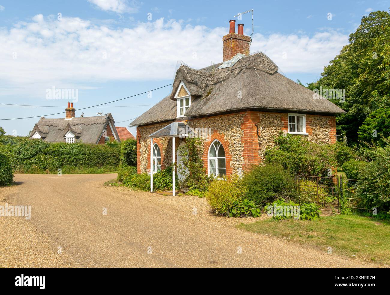 Flint and thatched historic country cottages former estate worker's ...