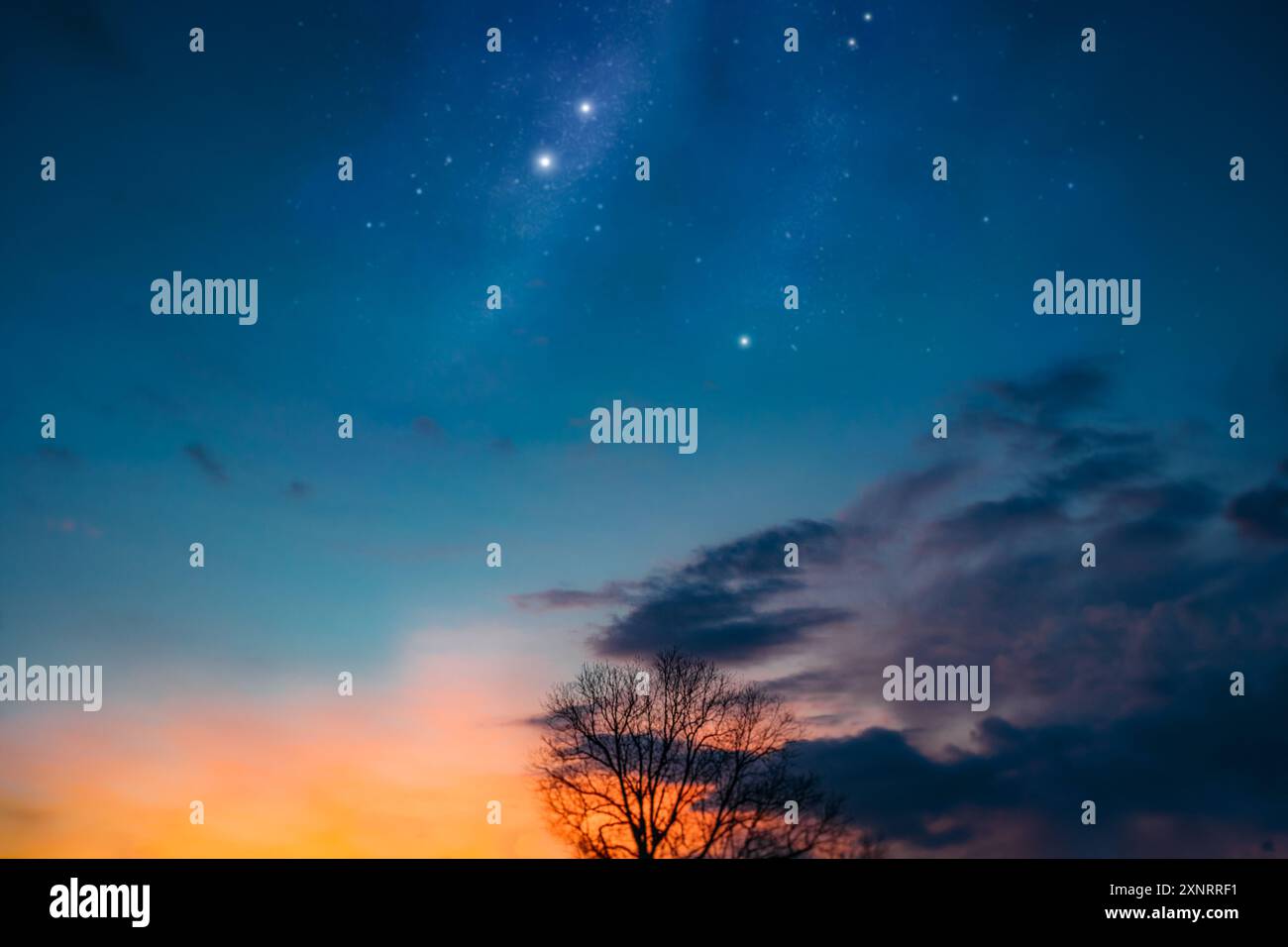 Sunset sky with stars coming out Stock Photo - Alamy