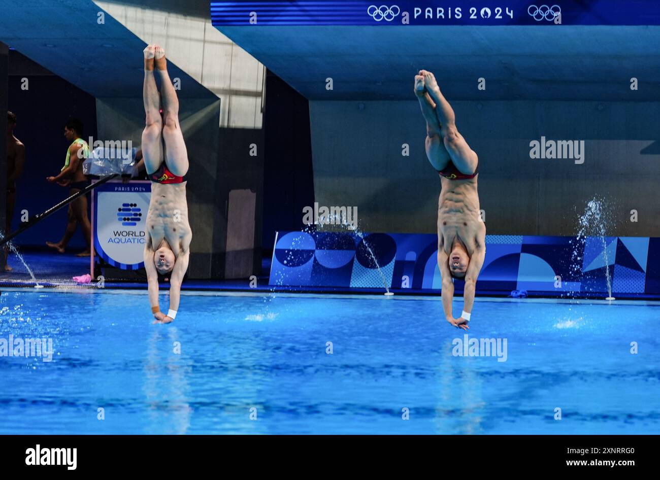 China's Long Daoyi and Wang Zongyuan during the Men's Synchronised 3m ...