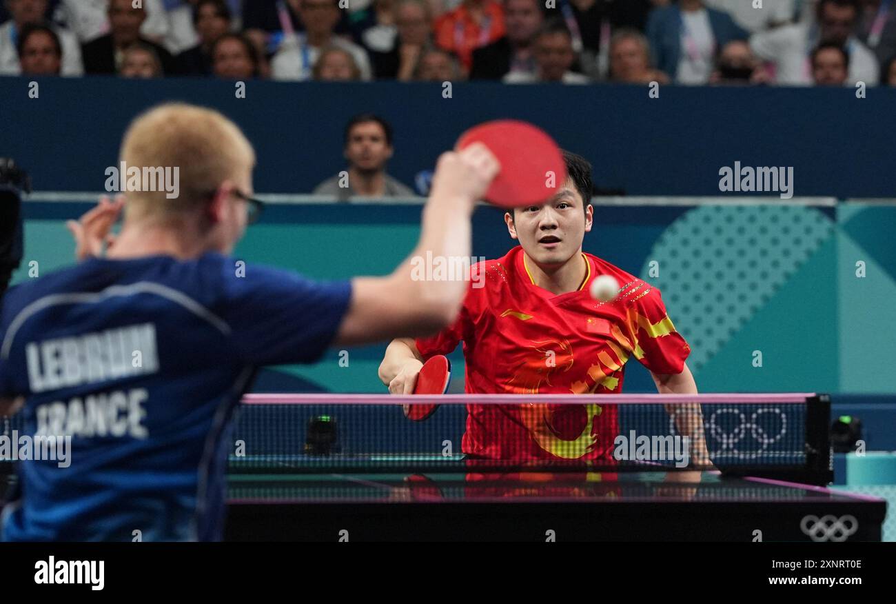 August 02 2024: Zhendong Fan competes during the semi final between ...