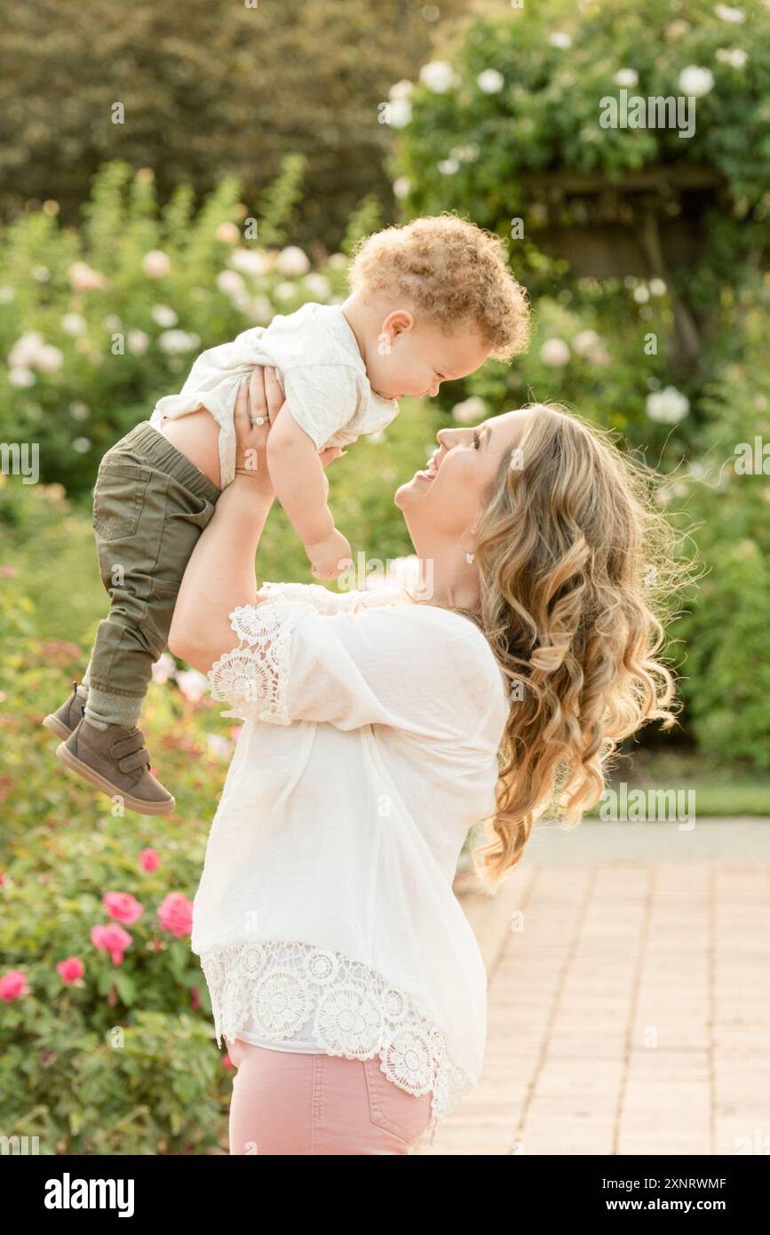 Mom son lifting hi-res stock photography and images - Alamy