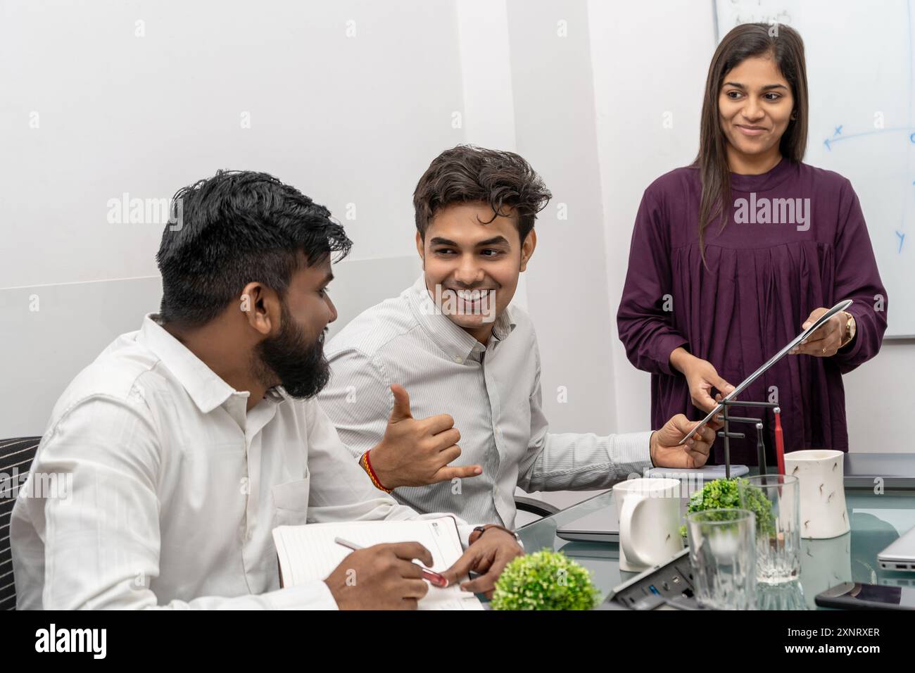 Overjoyed multiracial office colleagues having fun bonding Stock Photo ...