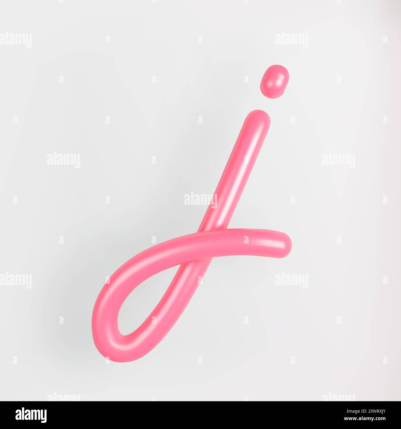 3D Pink Script Lowercase Letter J on light background. Cute Cursive ...