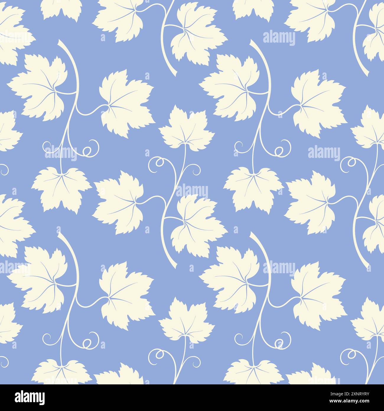 Grape vine with leaves pattern, vine silhouette on blue pastel ...