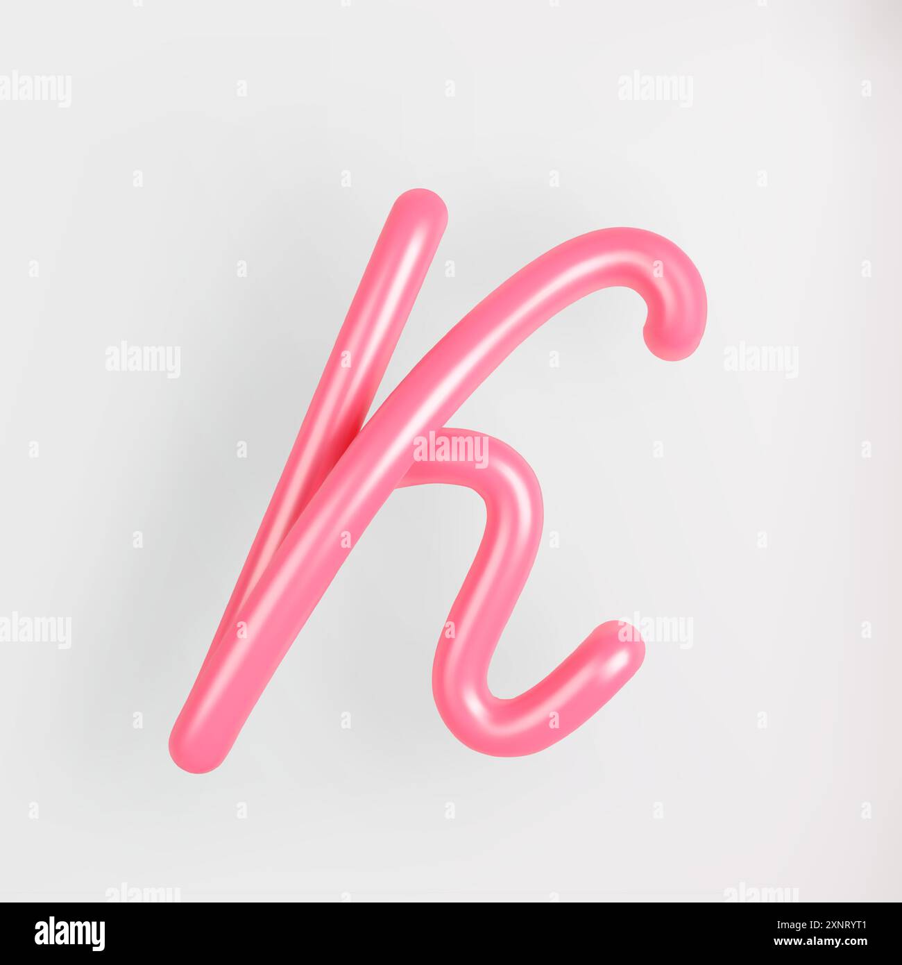3D Pink Script Uppercase Letter K on light background. Cute Cursive ...