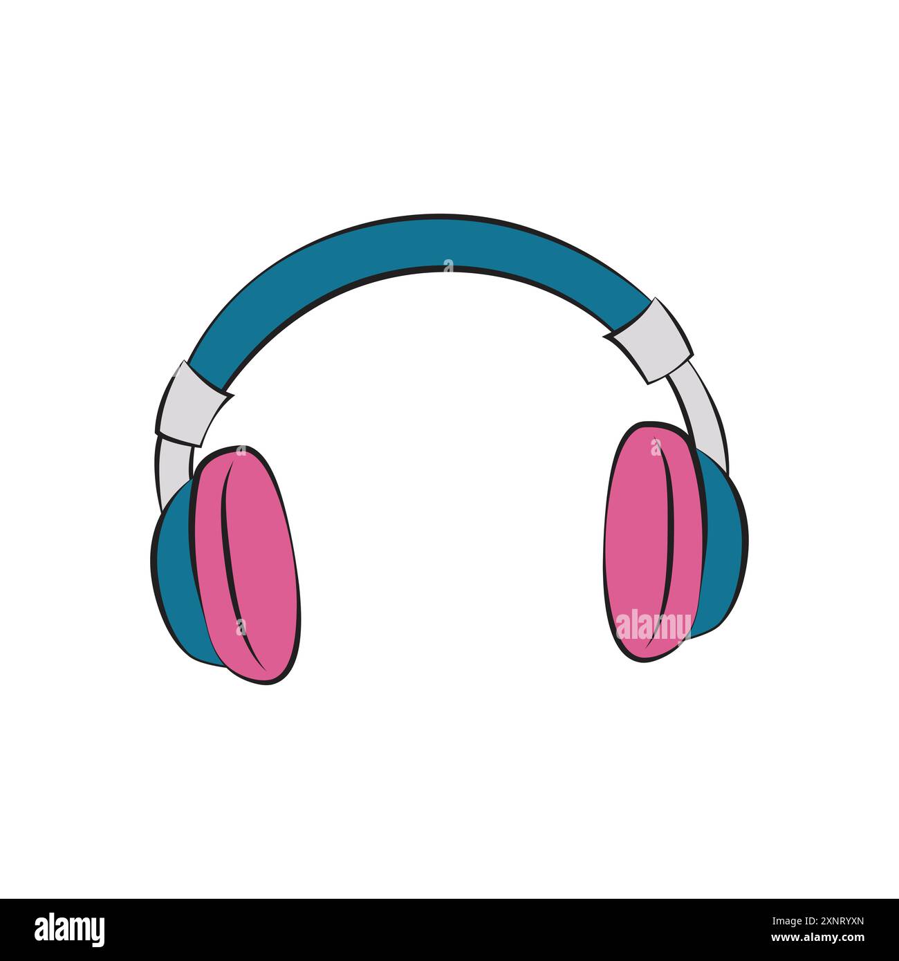 Headphones color icon in cartoon style, vector illustration design ...