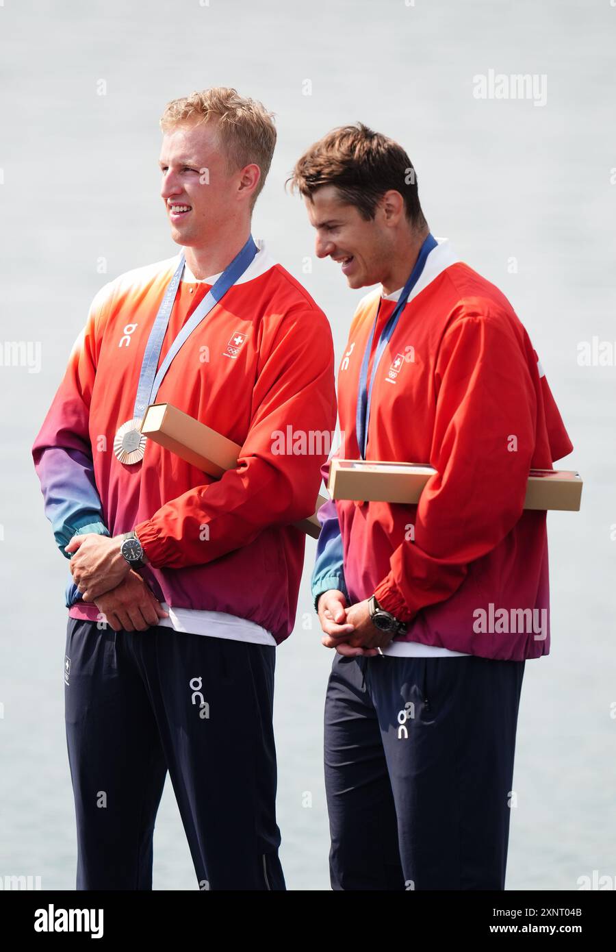 Switzerland's Roman Roeoesli and Andrin Gulich receive their bronze ...