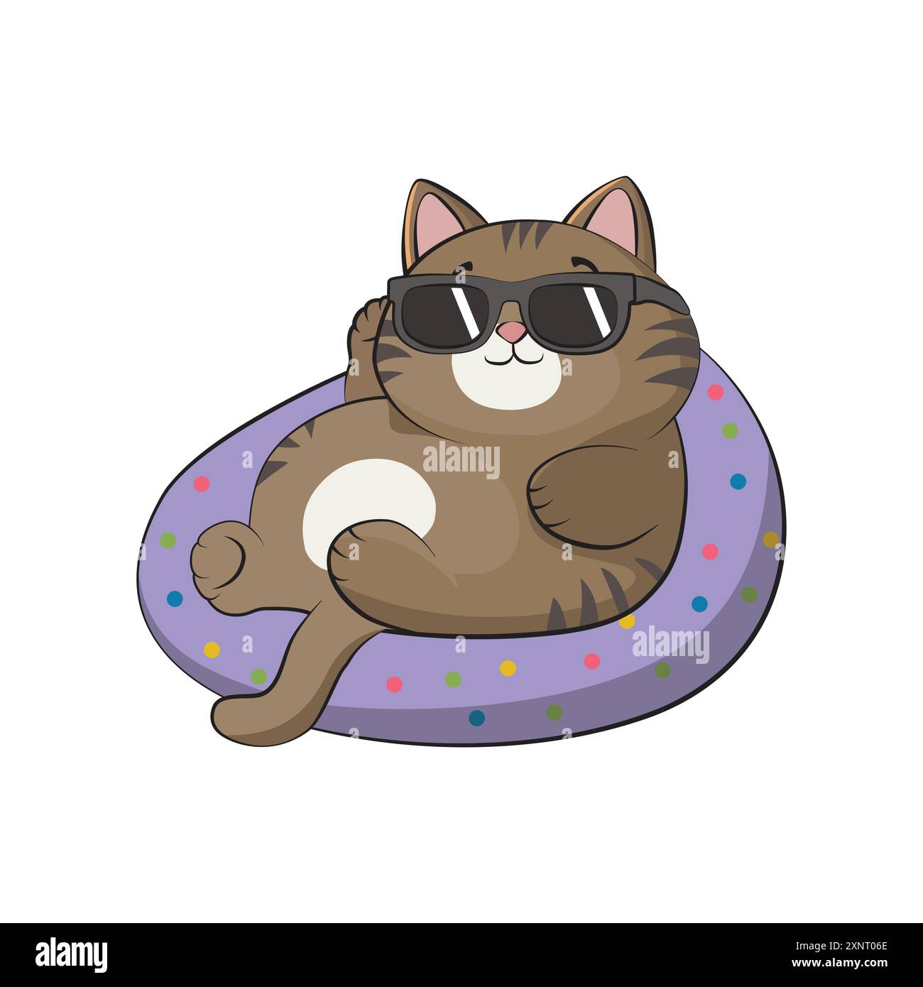 Cool fat cat with sunglasses chilling. Funny vector illustration for ...