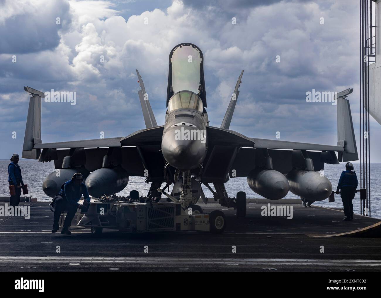 240730-N-KA812-1303 ATLANTIC OCEAN (July 30, 2024) Sailors direct an E ...