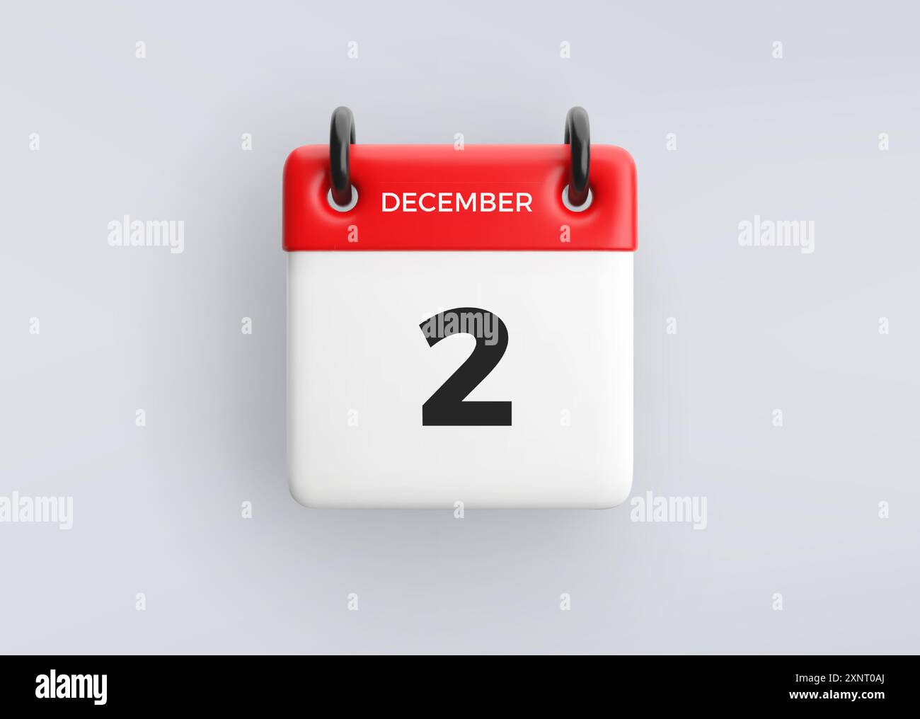 3D calendar icon with date 2 December on grey background. Vector ...