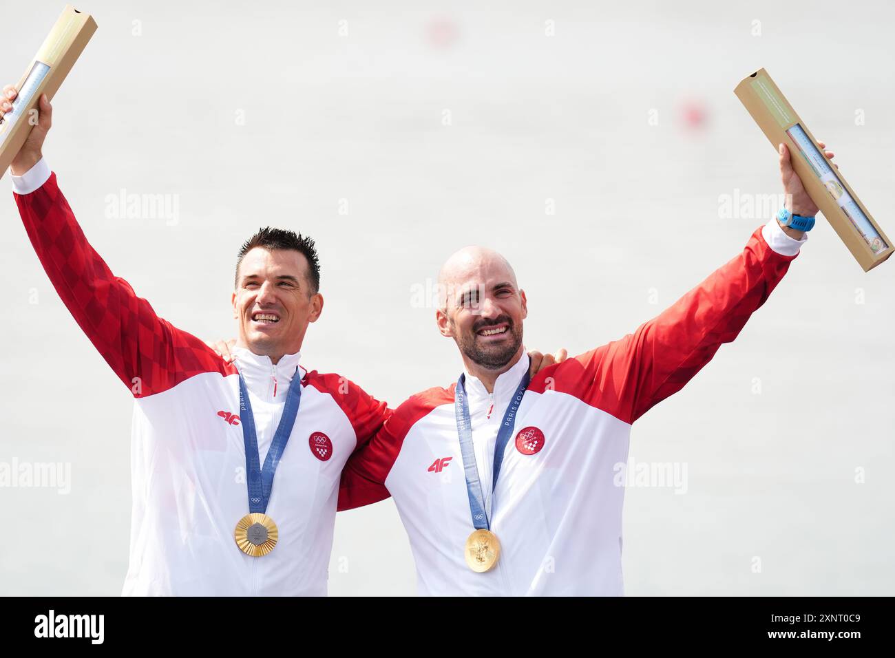 Croatia's Martin Sinkovic and Valent Sinkovic celebrate with their gold ...