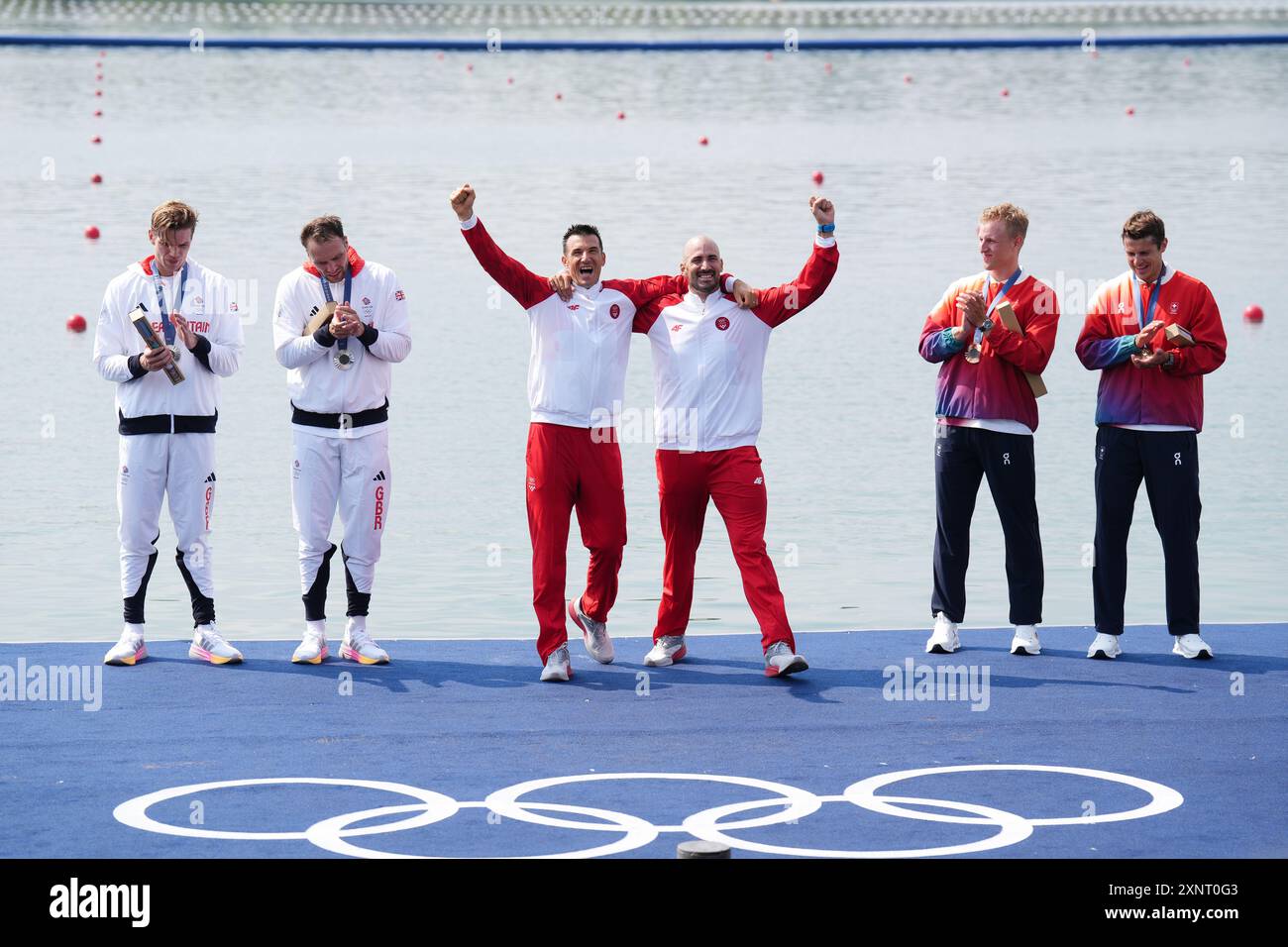 Croatia's Martin Sinkovic and Valent Sinkovic (centre)celebrate winning ...