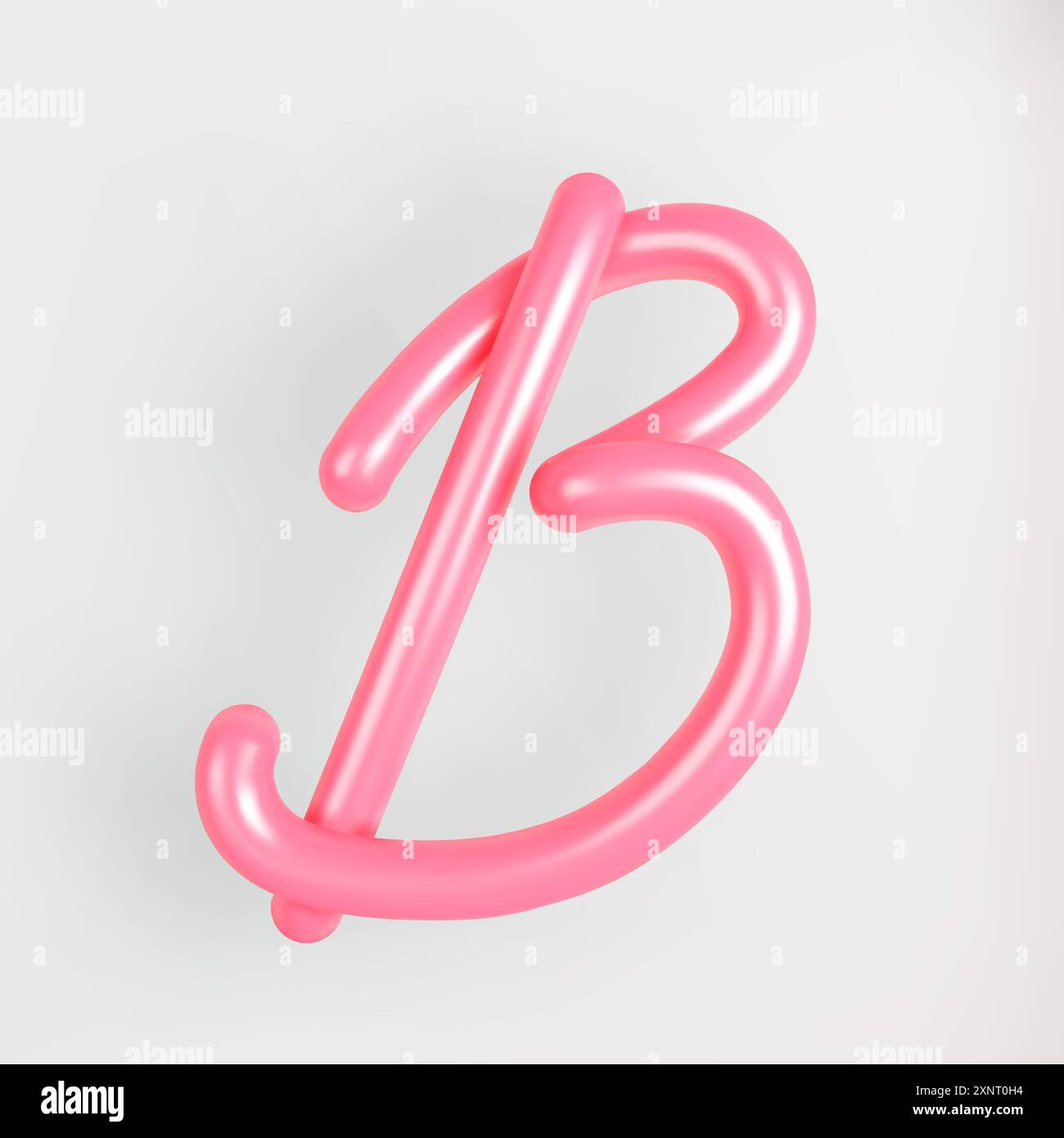3D Pink Script Uppercase Letter B on light background. Cute Cursive ...