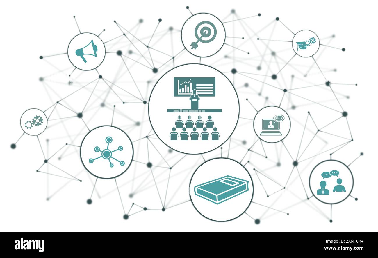 Concept of teaching with connected icons Stock Photo - Alamy