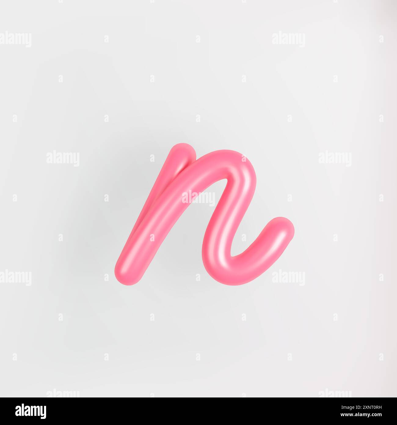 3D Pink Script Lowercase Letter N on light background. Cute Cursive ...