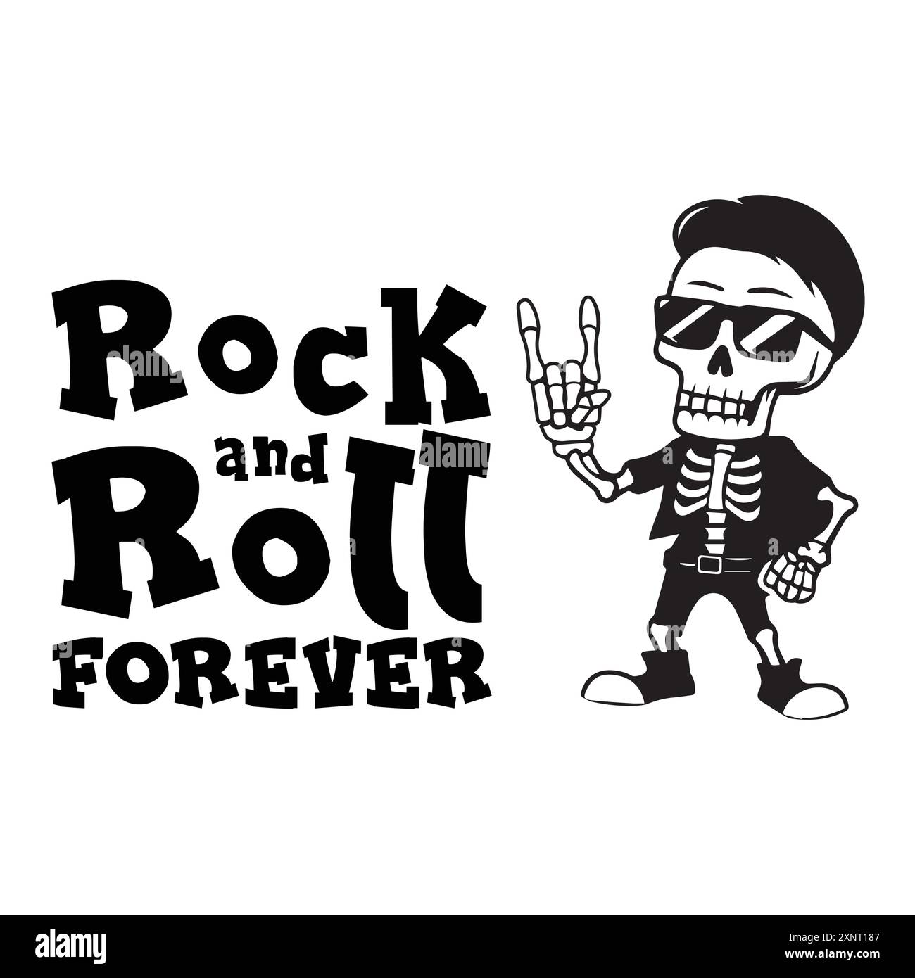 Cute cool skeleton with sunglasses showing rock hand symbol with a ...