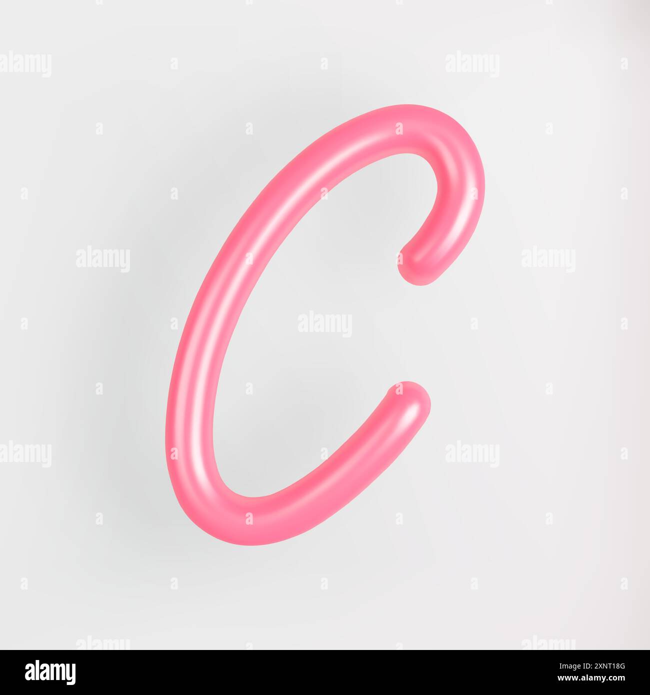 3D Pink Script Uppercase Letter C on light background. Cute Cursive ...