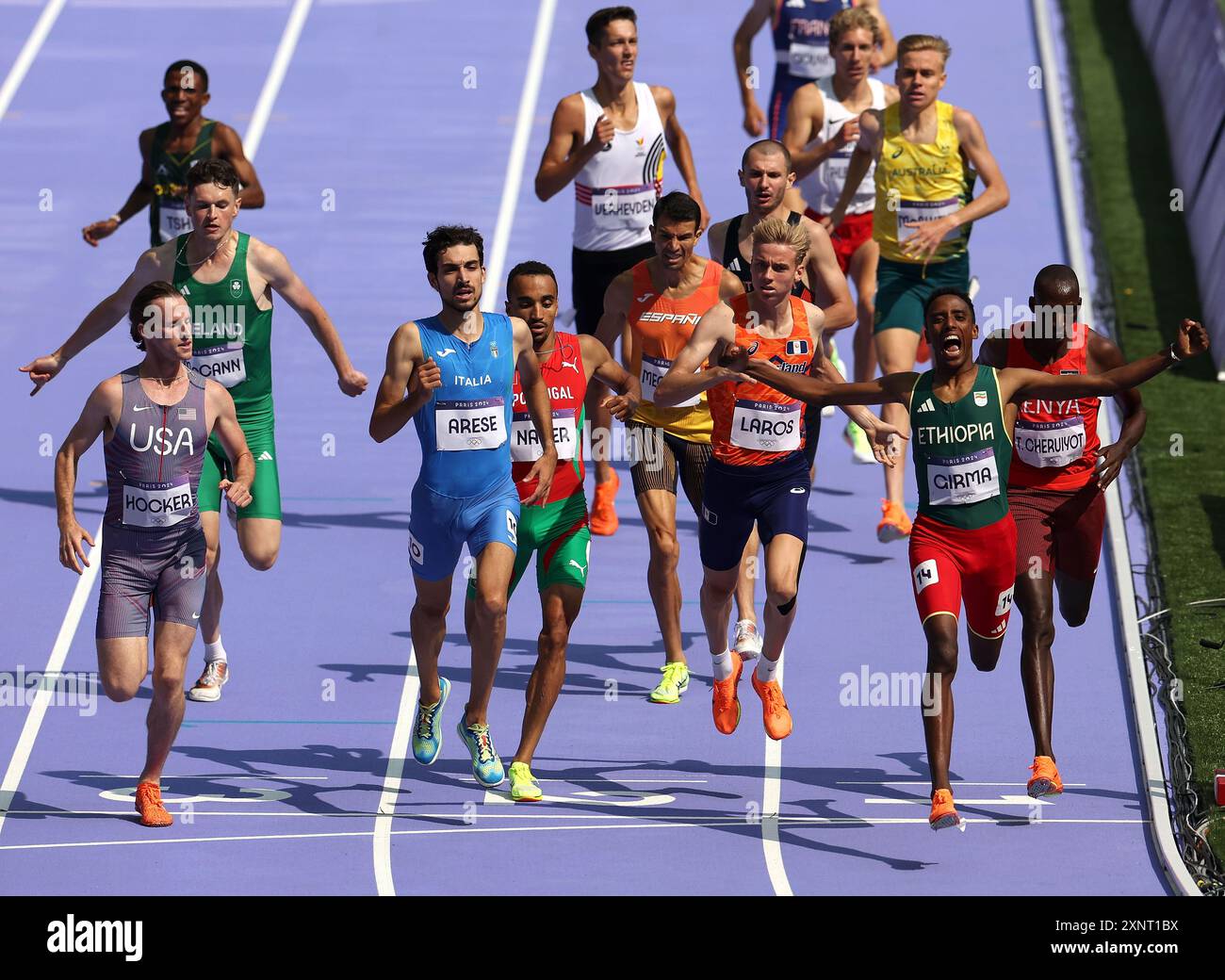 Paris, France. 2nd Aug, 2024. Ermias Girma (2nd R) of Ethiopia ...