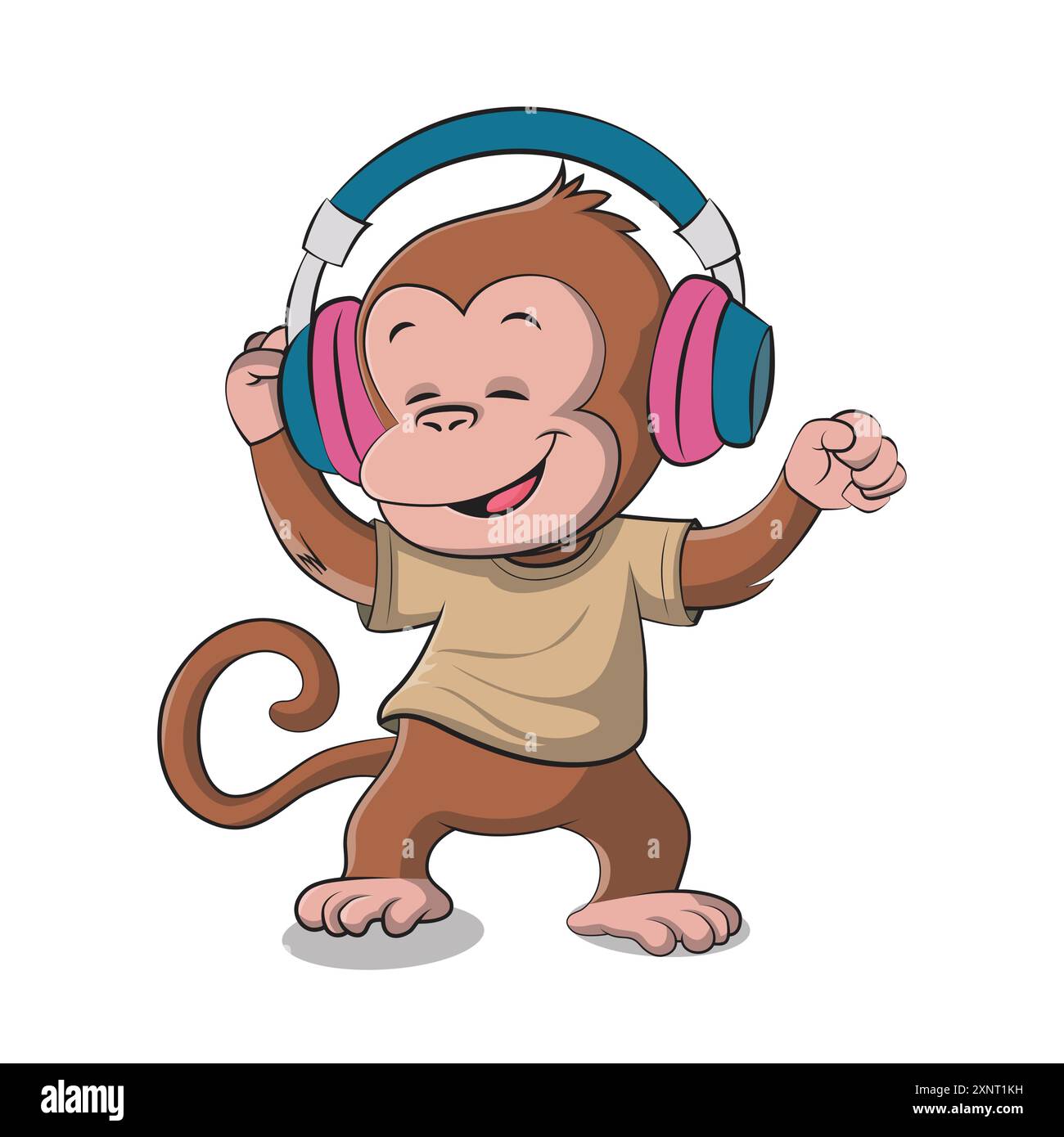 Cute happy monkey dancing. Vector illustration for tshirt, website ...