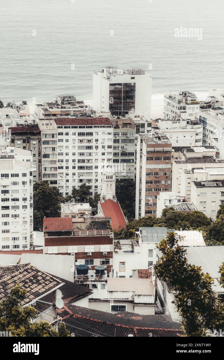 Aerial view of a densely packed urban area with a mix of modern and ...