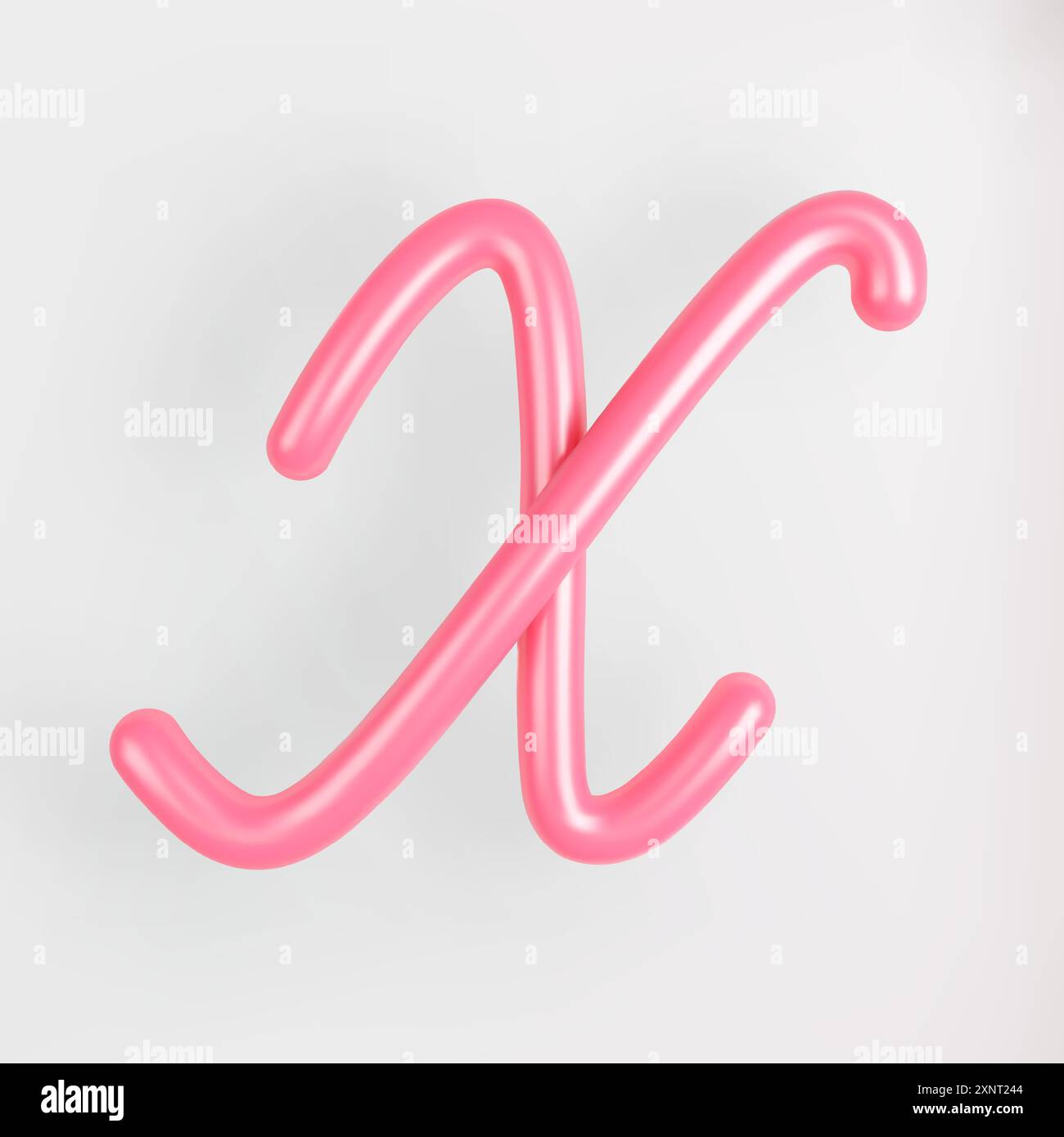3D Pink Script Uppercase Letter X on light background. Cute Cursive ...