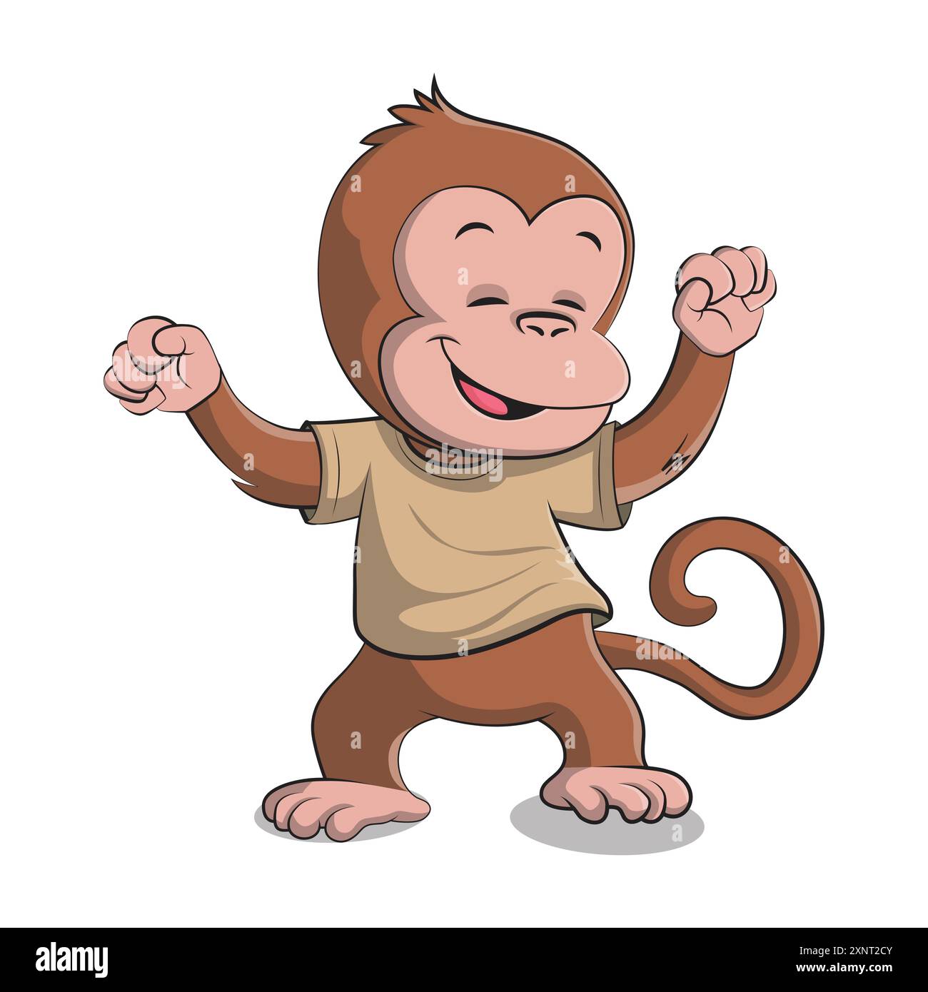 Cute happy monkey dancing. Vector illustration for tshirt, website ...