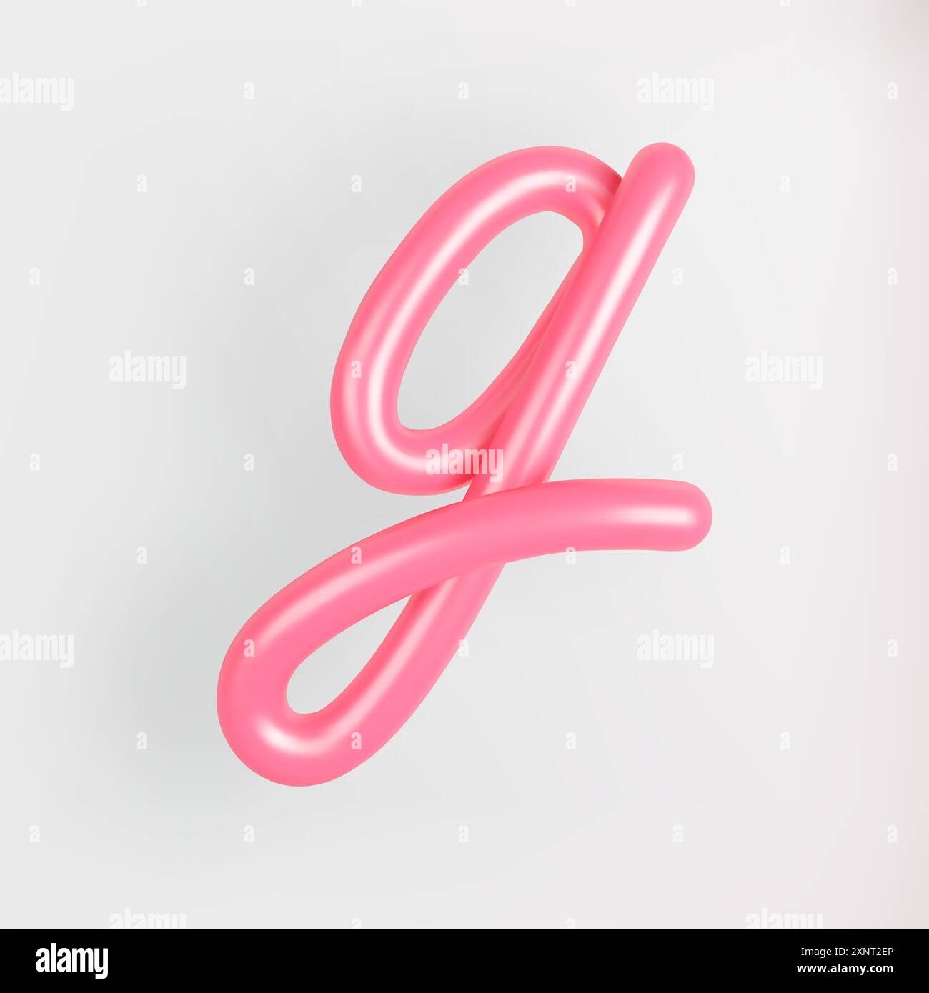 3D Pink Script Lowercase Letter G on light background. Cute Cursive ...