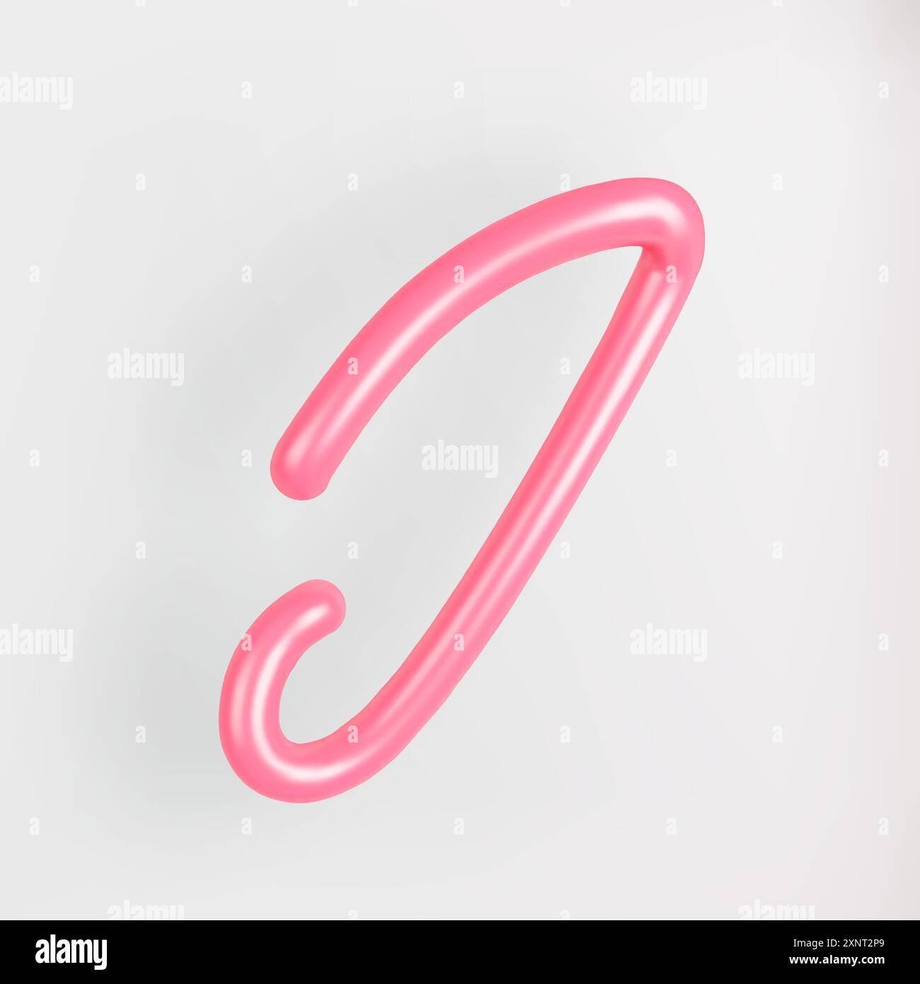 3D Pink Script Uppercase Letter J on light background. Cute Cursive ...