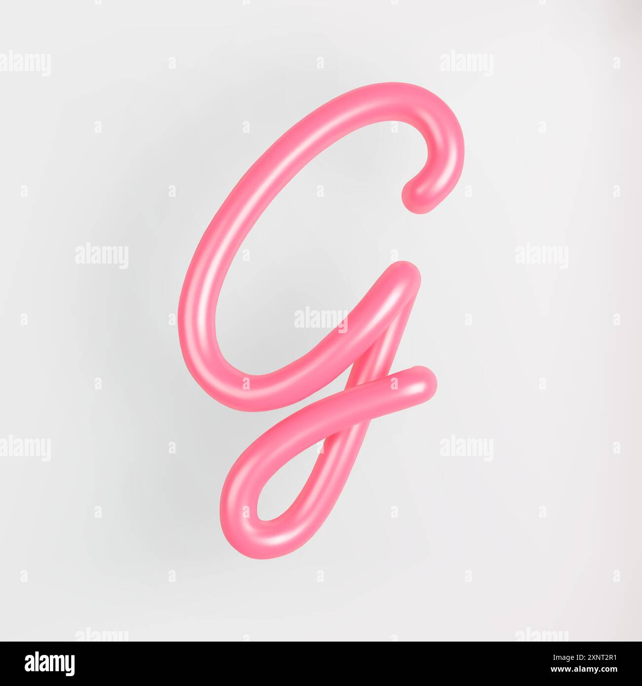 3D Pink Script Uppercase Letter G on light background. Cute Cursive ...