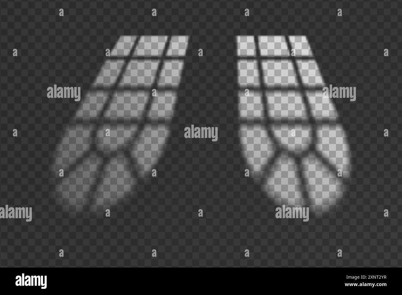 Light effect shadow overlay from two arched window isolated transparent ...