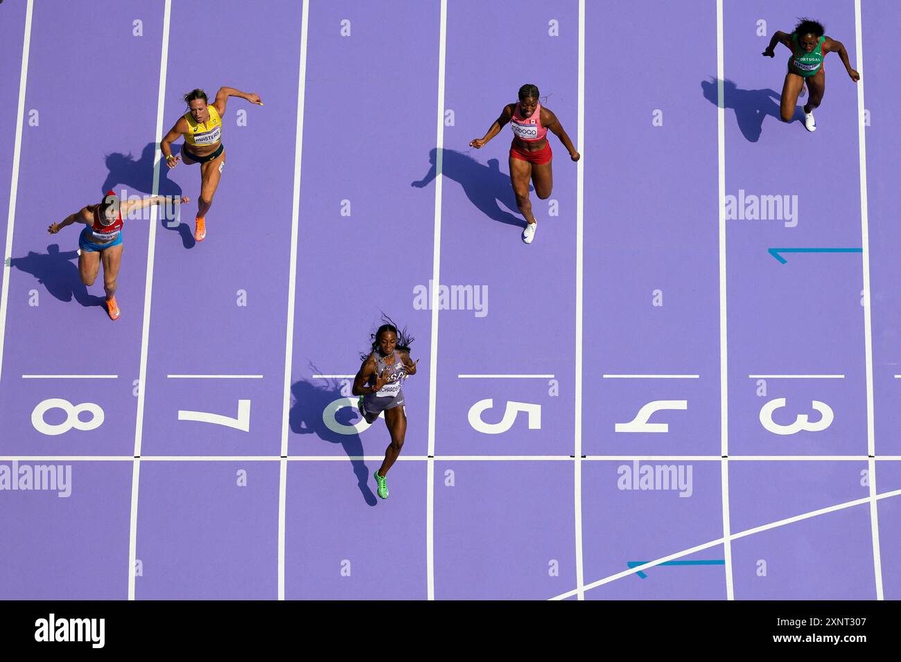 Sha'carri Richardson, lane six, of the United States, wins her women's ...