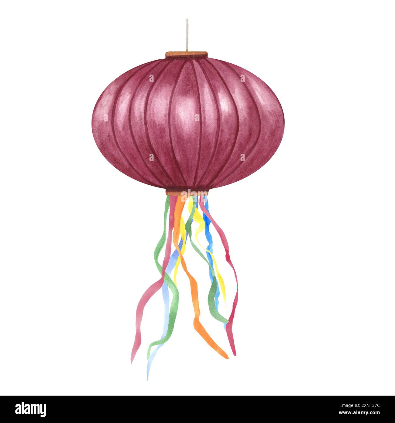 Festive red lantern with vibrant colorful streamers. Hanging Diwali ...